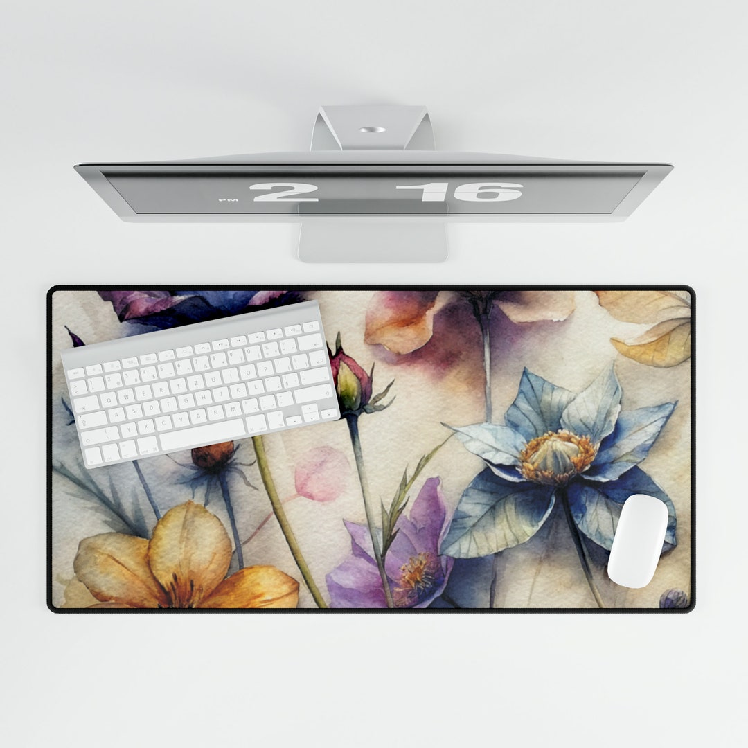 Water Color Wildflowers Extra Large Desk Mat , Gaming Mouse Pad ...