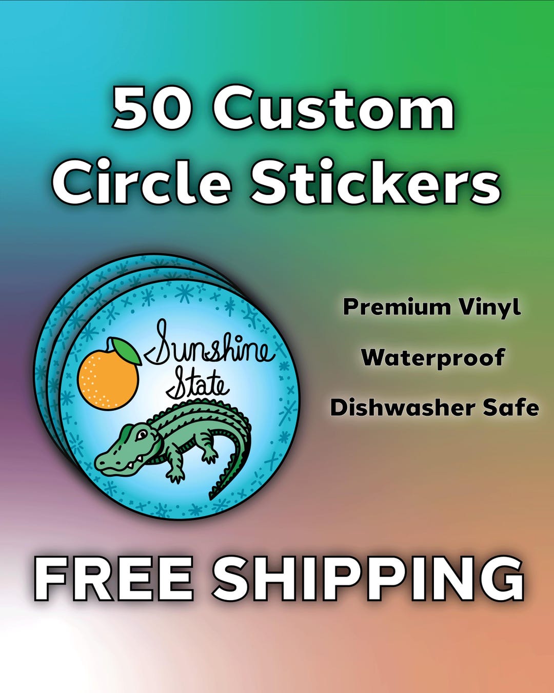 50 Custom Circle Vinyl Stickers - Labels - Party Favors - Decoration ...
