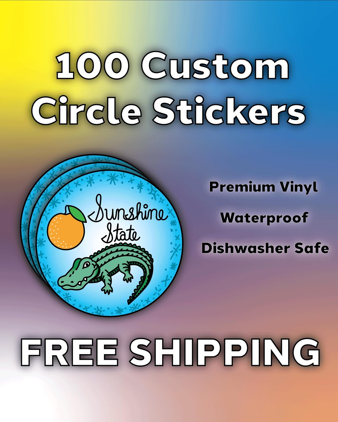 100 Custom Circle Vinyl Stickers - Labels - Party Favors - Decoration ...