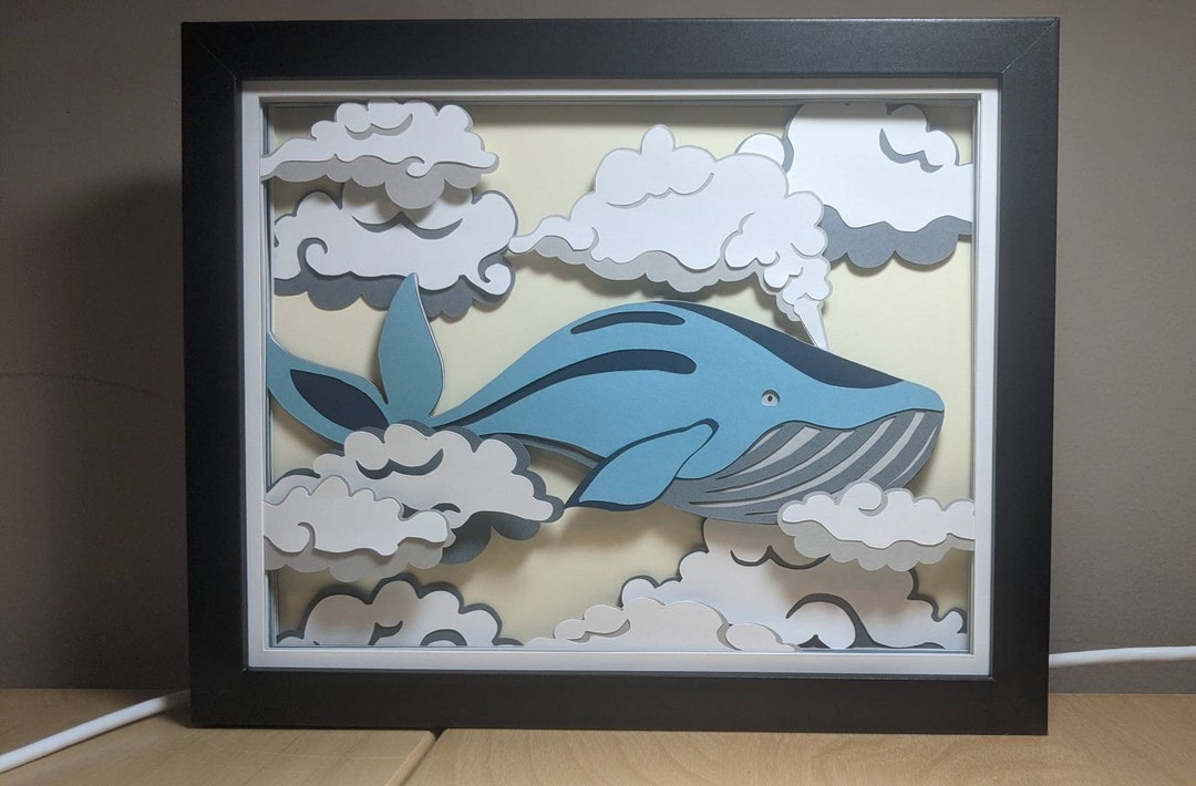 How Clouds Are Made - Flying Whale Fantasy Layered Paper Art - Etsy