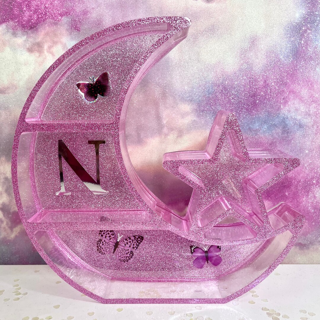 Personalised Moon Shelf, Crystal Shelf, Crystal Display, Floral Home ...