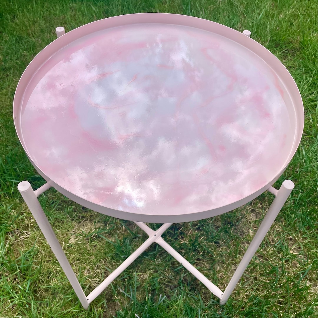 Pink Marble Side Table, Marble Coffee Table, Pink End Table, Pink Girly ...