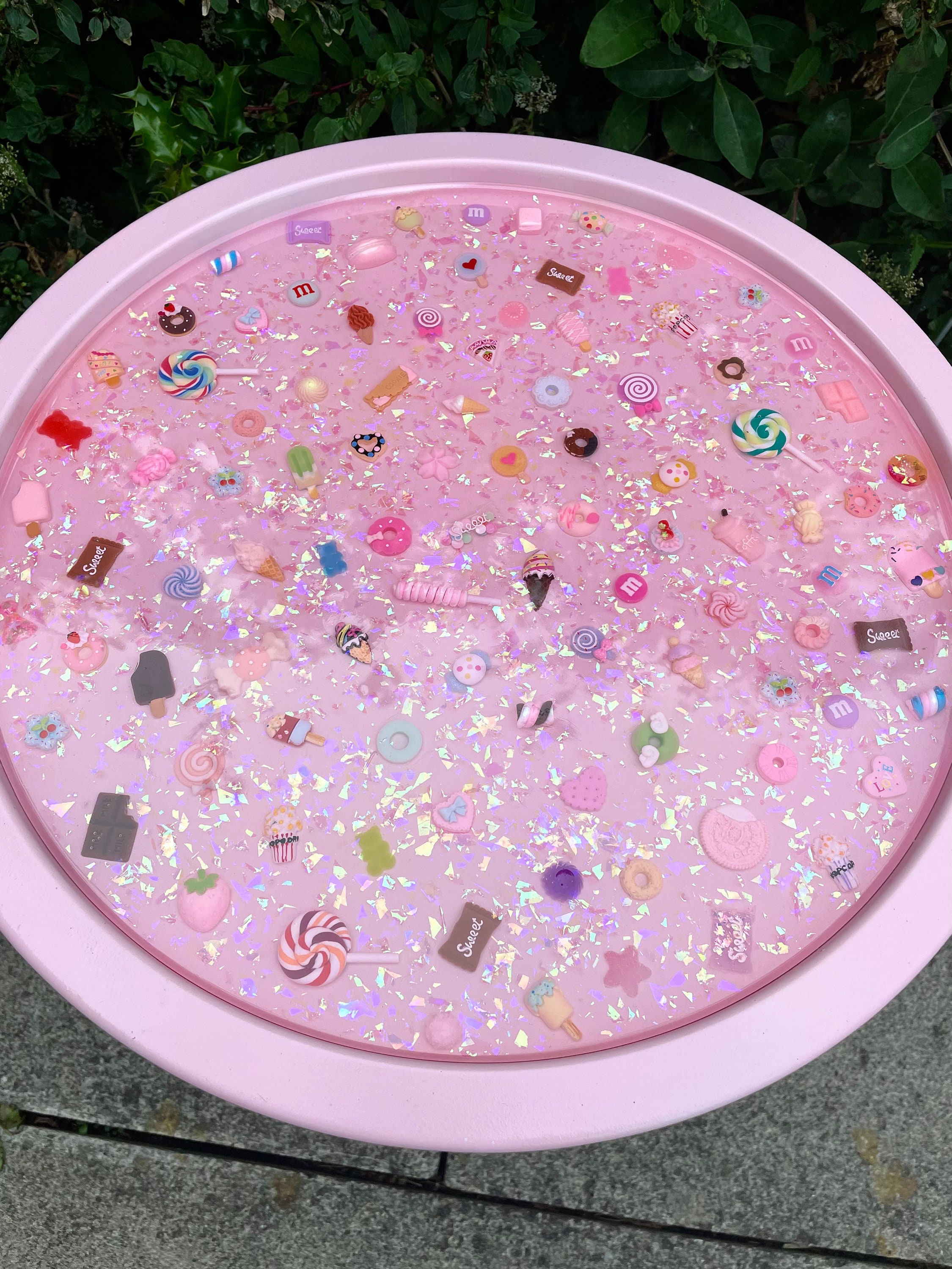 Pink Candy Table Pink Coffee Table Epoxy Side Table | Etsy