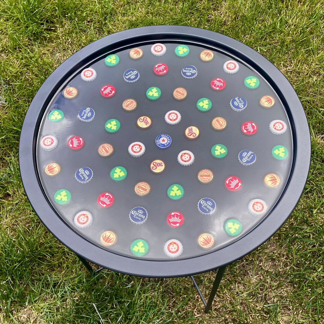 Beer Themed Table, Beer Bottle Cap Table, Man Cave Decor, Bar Decor ...