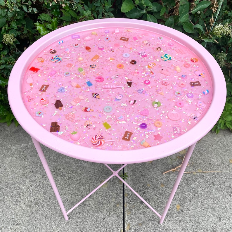 Pink Candy Table, Pink Coffee Table, Epoxy Side Table - Etsy