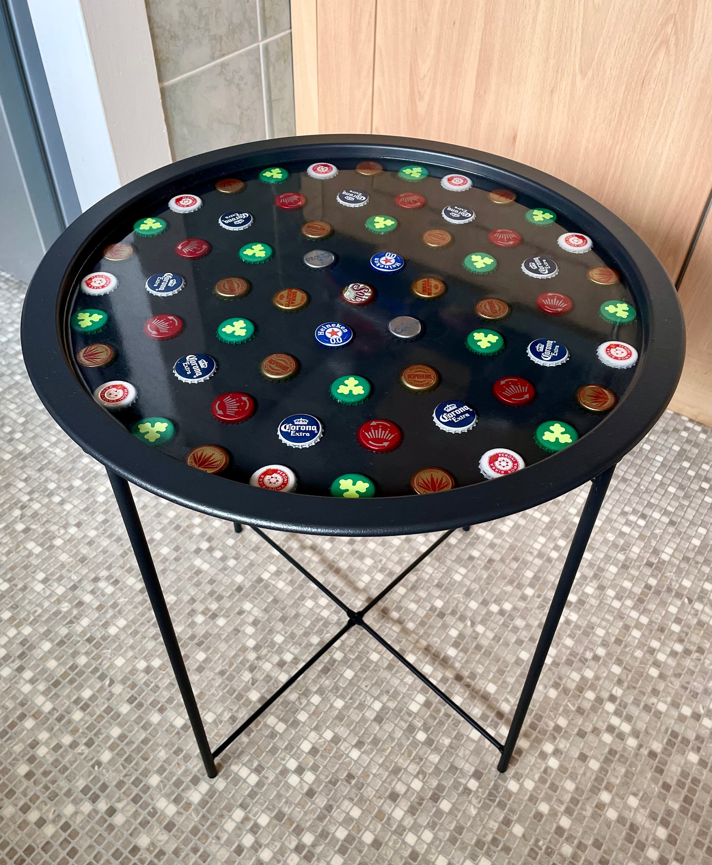 Bottle Top Table, Black Beer Coffee Table, Epoxy Side Table, Mancave ...