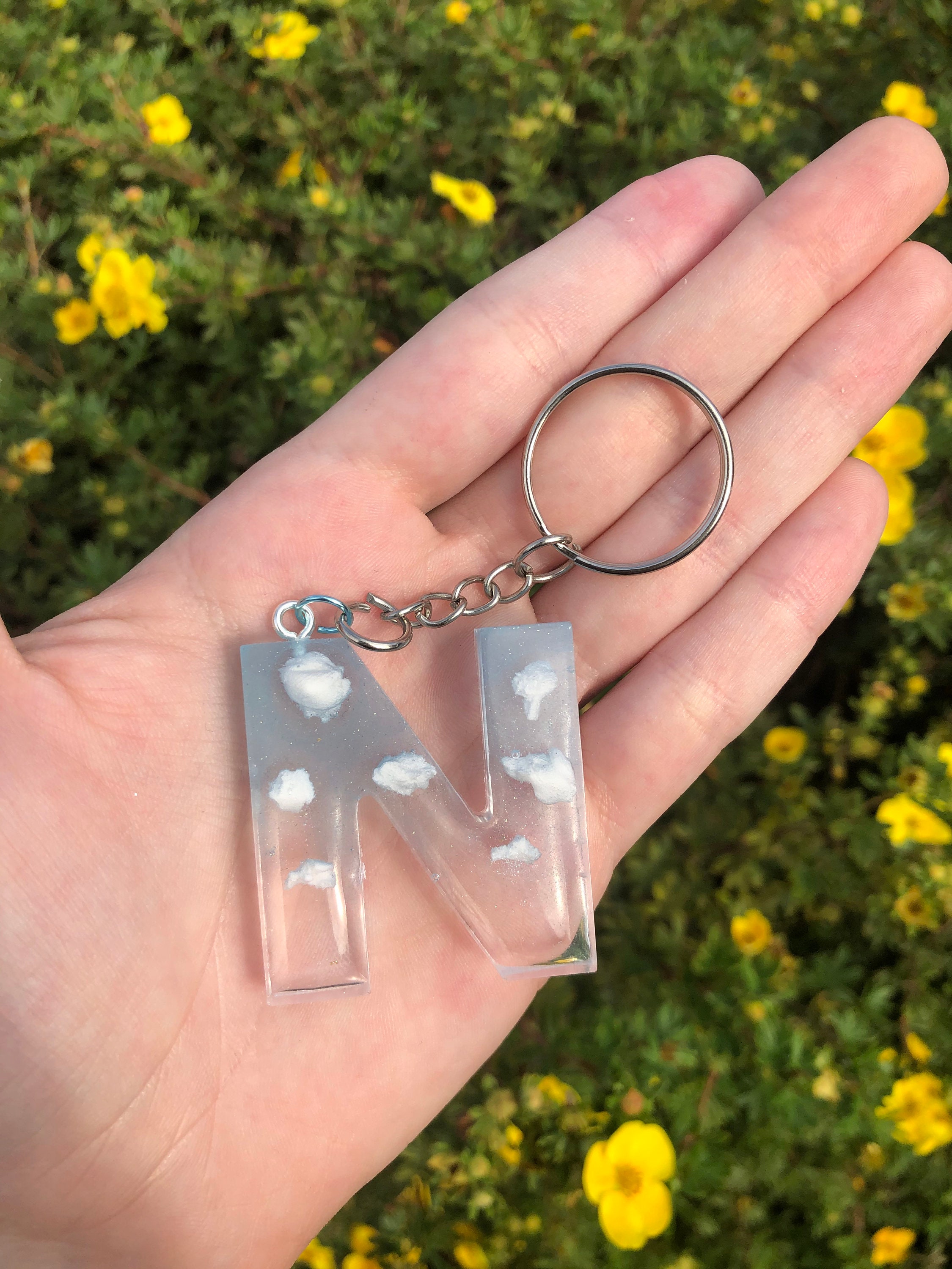 Cloud Keyring Cloud Letter Keyring Customised Alphabet | Etsy
