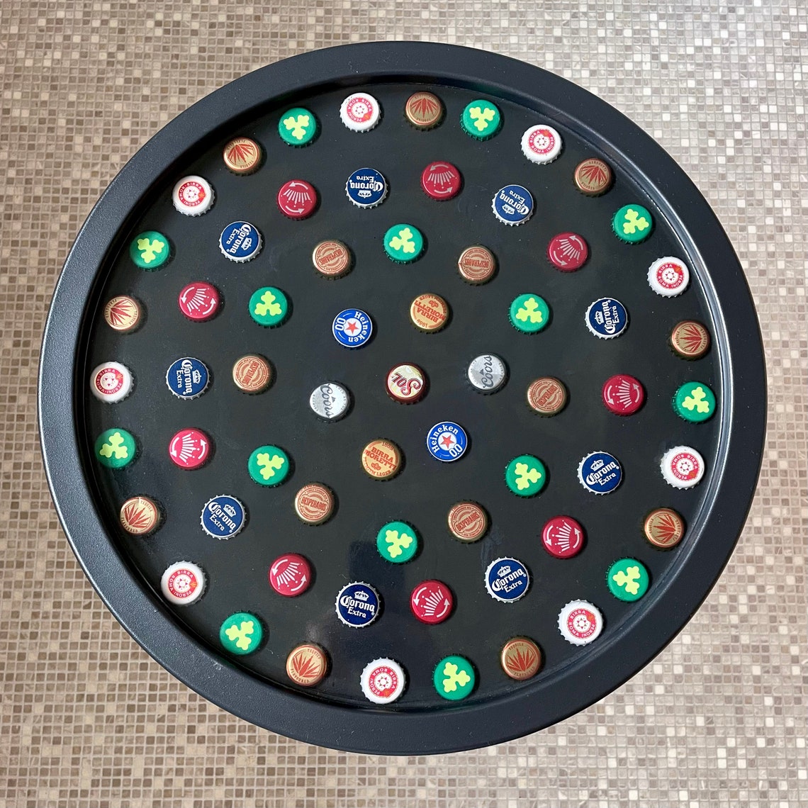 Bottle Top Table, Black Beer Coffee Table, Epoxy Side Table, Mancave ...