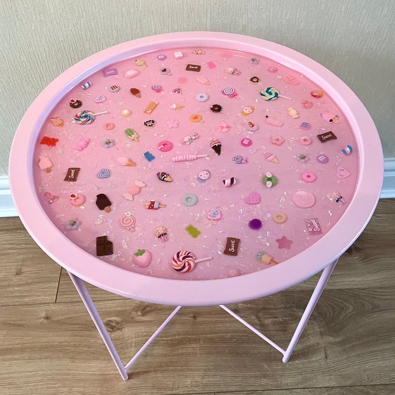 Pink Candy Table Pink Coffee Table Epoxy Side Table - Etsy