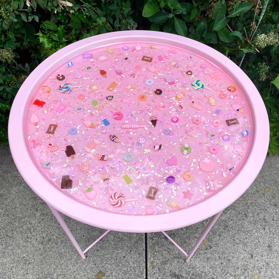 Pink Candy Table Pink Coffee Table Epoxy Side Table | Etsy