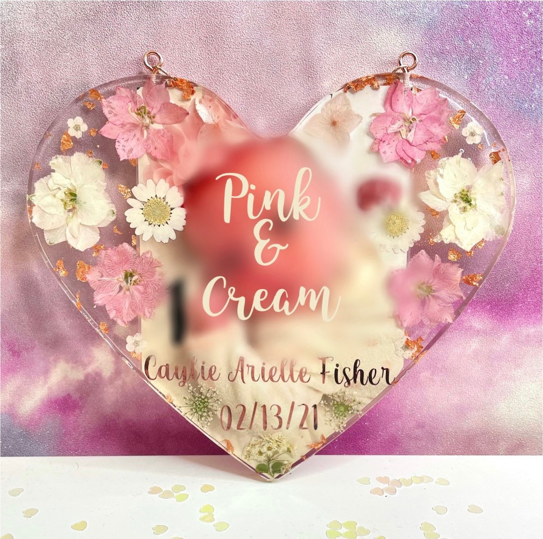 Personalised Flower Photo Frame, Heart Shape Resin Photograph Frame ...