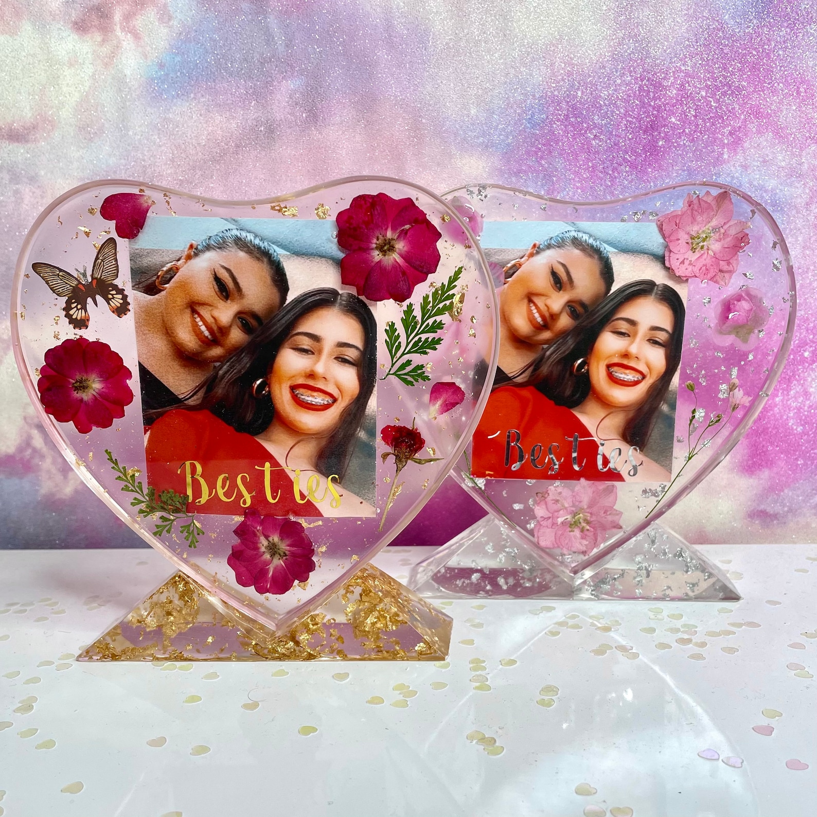 Heart Shaped Resin Flower Photo Frame With Stand Custom - Etsy UK