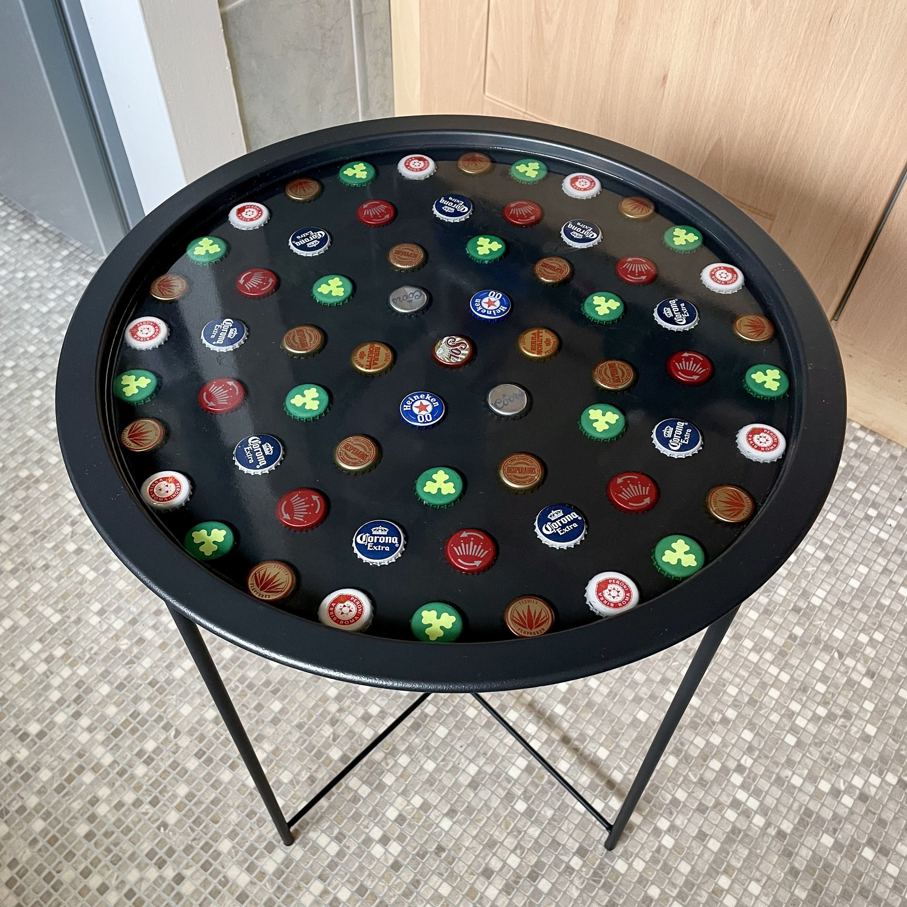 Bottle Top Table, Black Beer Coffee Table, Epoxy Side Table, Mancave ...