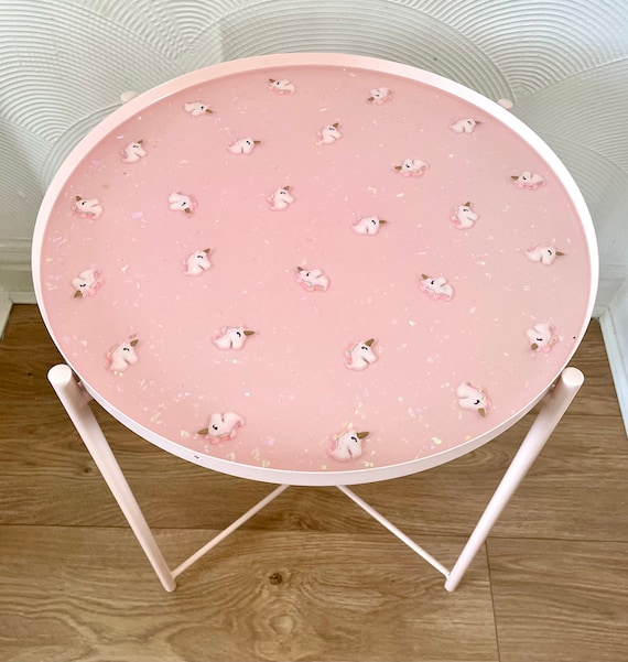 Unicorn Table Pink Sparkly Coffee Table Epoxy Side Table Etsy Canada