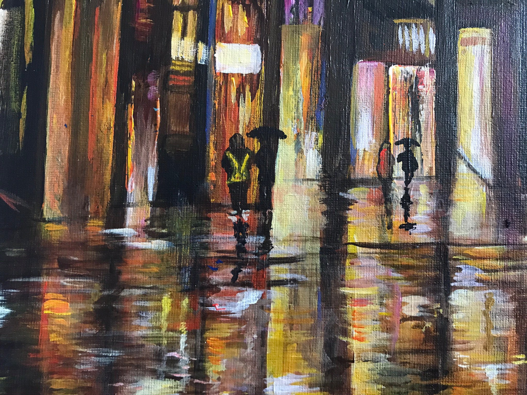 Walk in the Rain Acrylic Hand Made Painting - Etsy