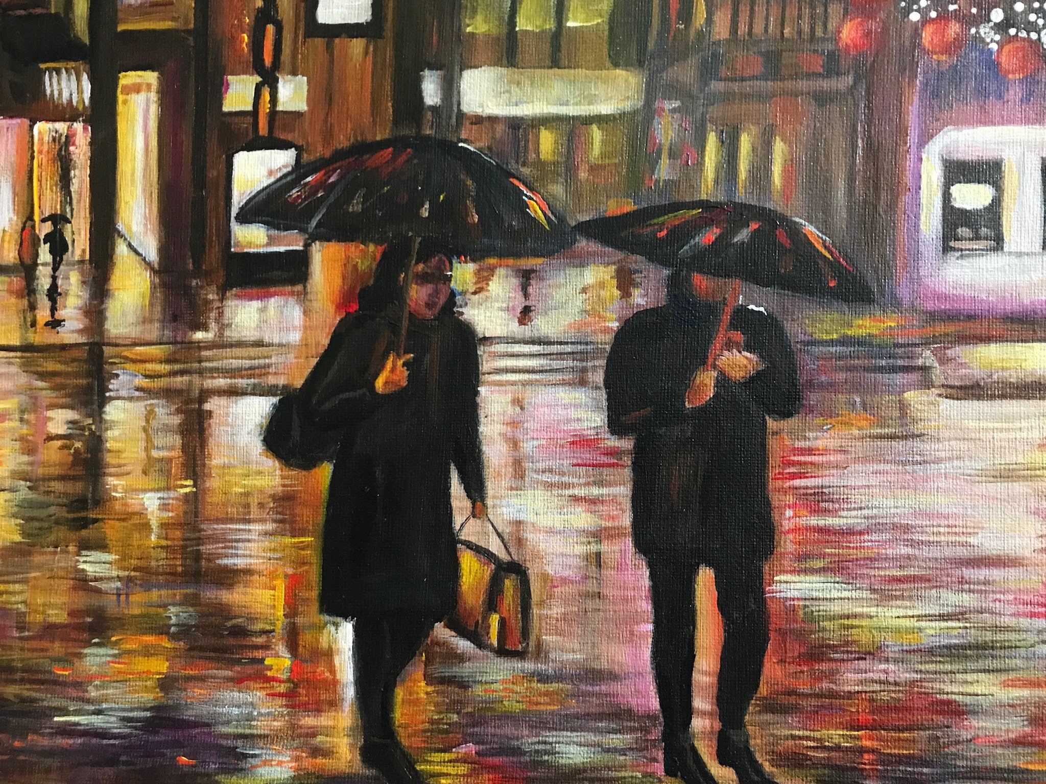 Walk in the Rain Acrylic Hand Made Painting - Etsy