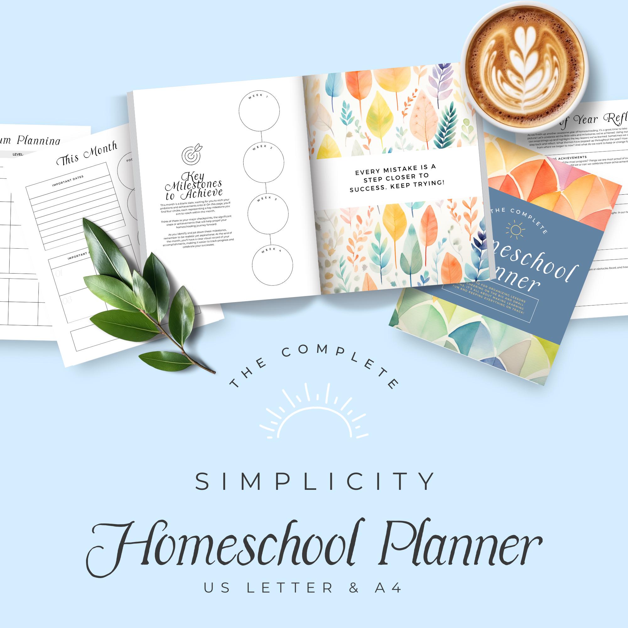 Simplicity Homeschool Planner - Printable | Flexible Planner for Stress ...
