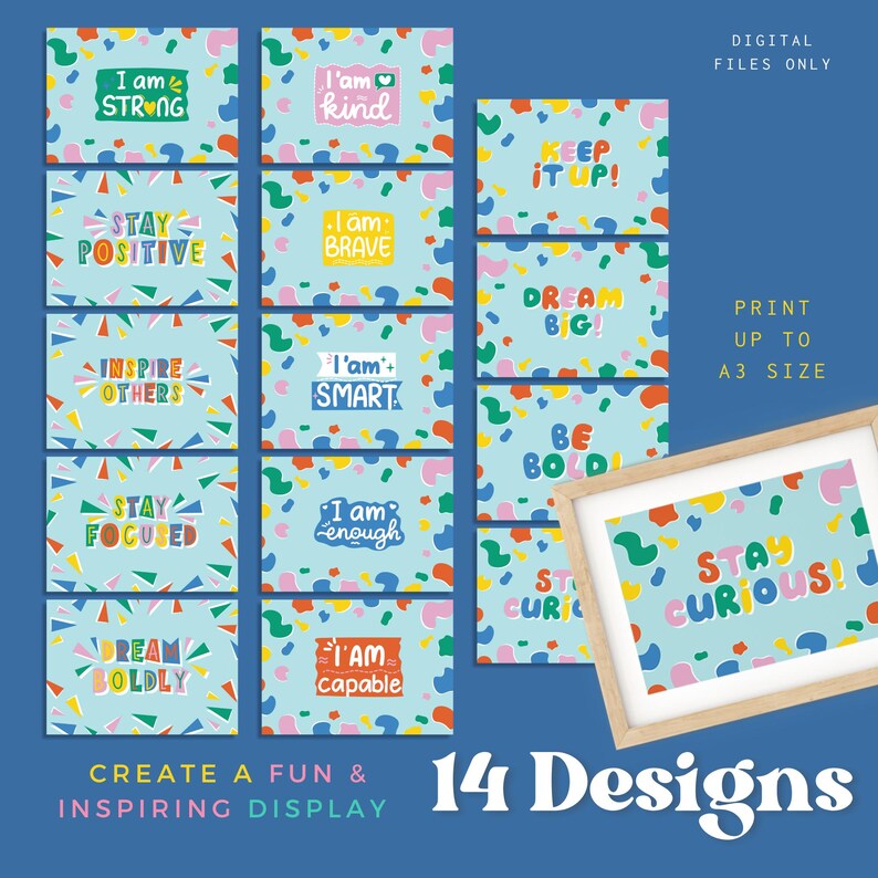 Motivational Posters for Kids - Printable Wall Art Set | Classroom or ...
