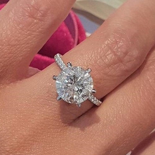 2ct Emerald Cut Diamond Simulant Engagement Ring Halo Ring Etsy