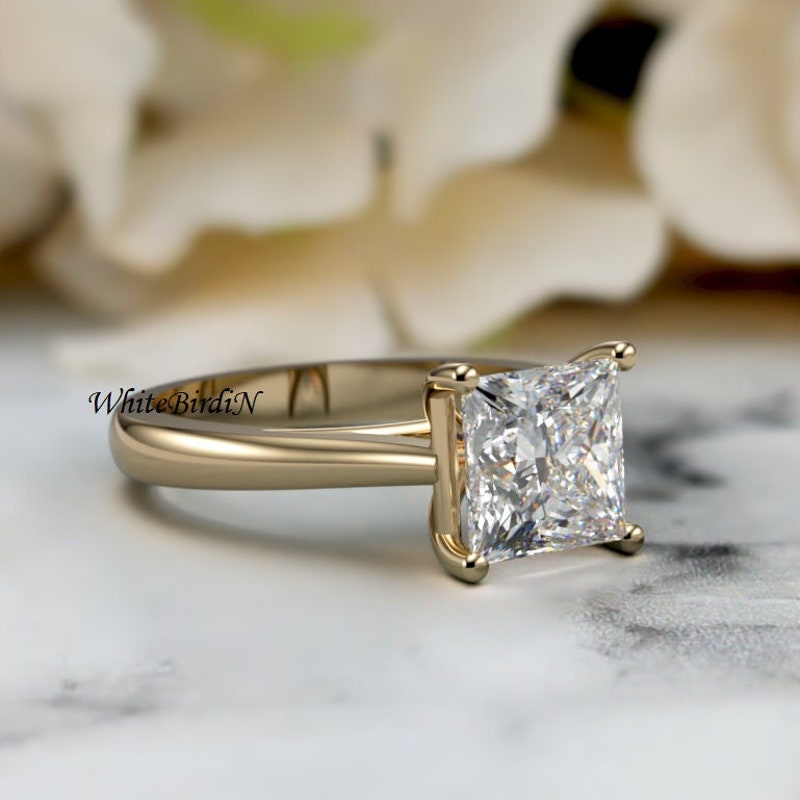 Princess Cut Solitaire Ring - Etsy