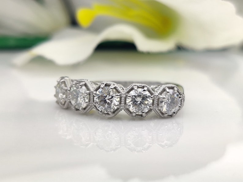 2ctw Moissanite 5 Stone Ring 5 Stone Prong Setting Round | Etsy