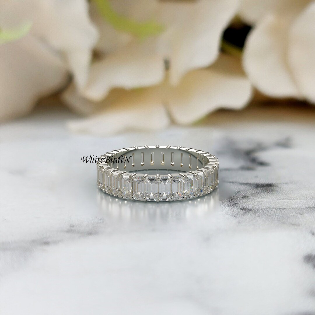 Emerald Cut Eternity Band, Emerald Moissanite Eternity Ring,14k Black ...