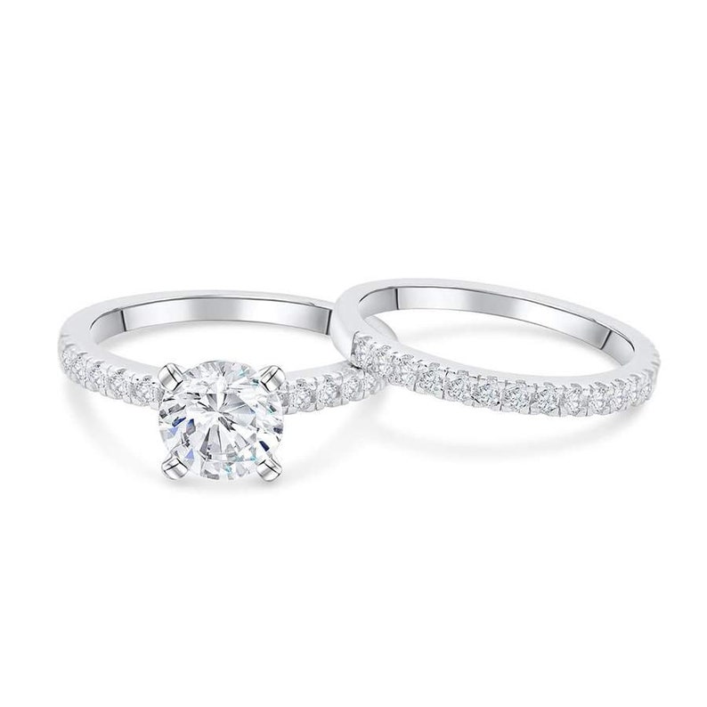 Moissanite Bridal Ring Set / 1.7 CT Colorless Round Moissanite | Etsy