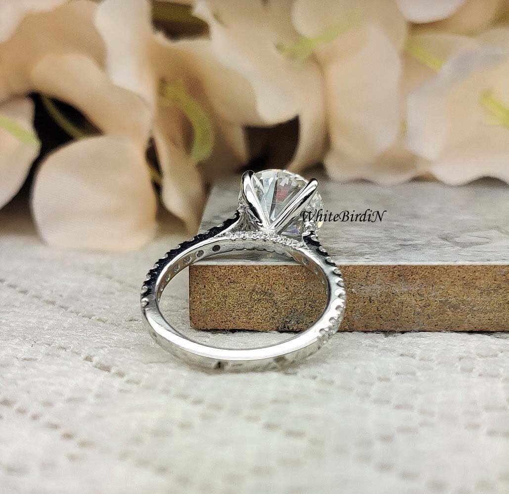 3.60ctw Round Moissanite Solitaire Ring 14K Gold Engagement | Etsy