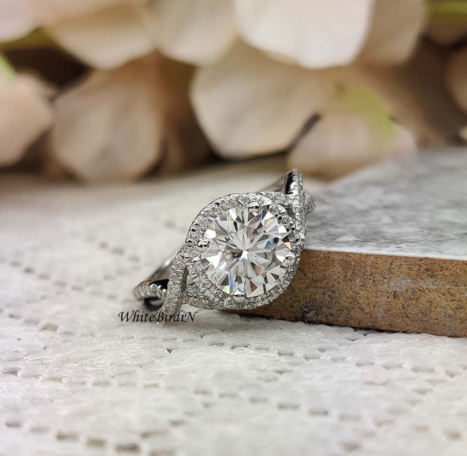 2 CT Round Engagement Ring Split Shank Engagement Ring 14k - Etsy