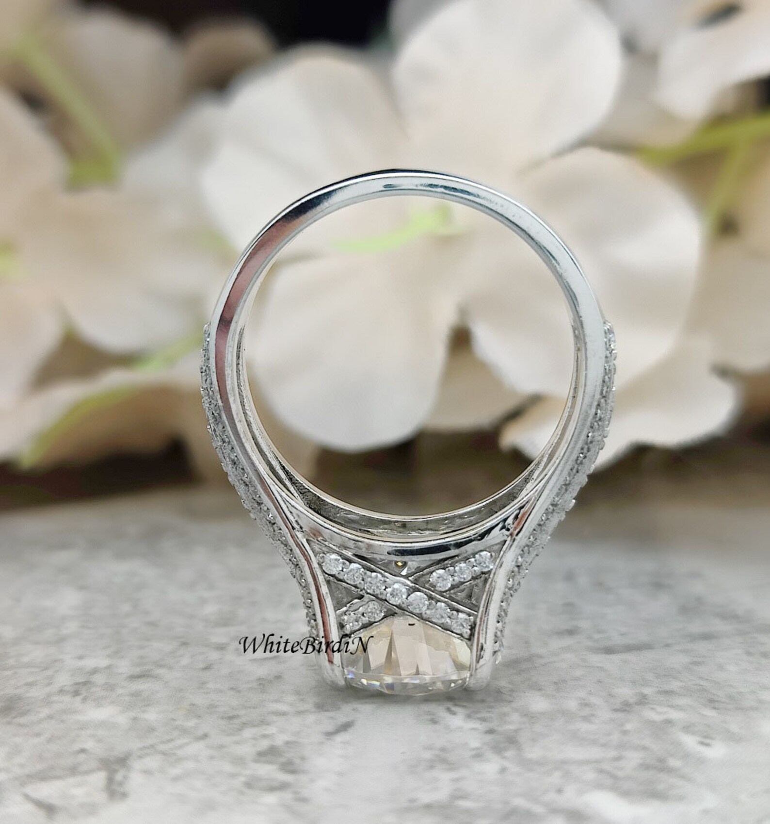 6ct Round Moissanite Solitaire Ring 14K Gold Huge Engagement - Etsy