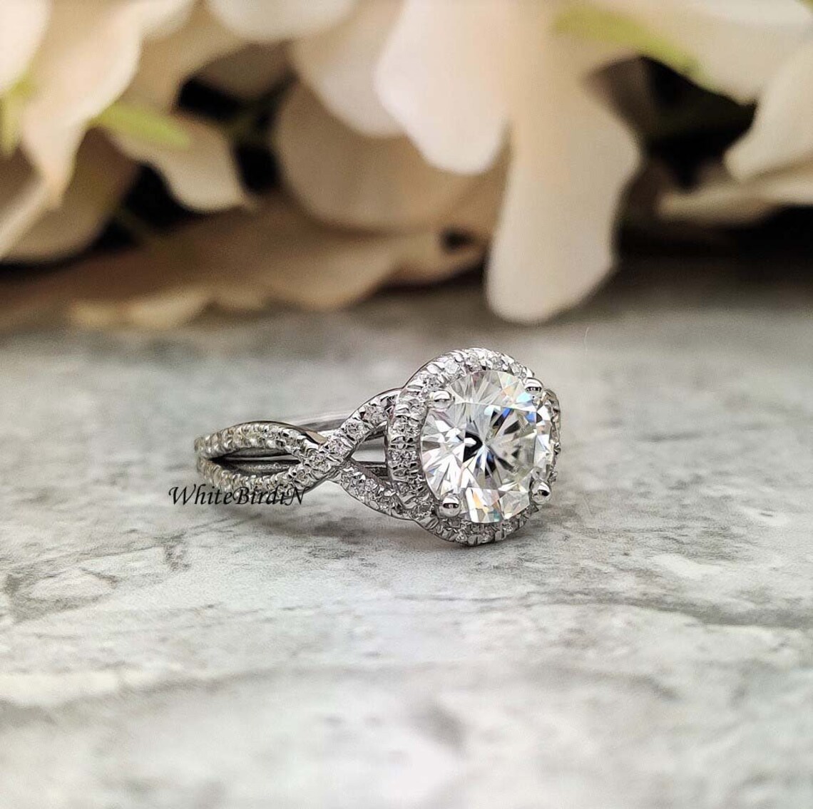 2 CT Round Engagement Ring Split Shank Engagement Ring 14k - Etsy