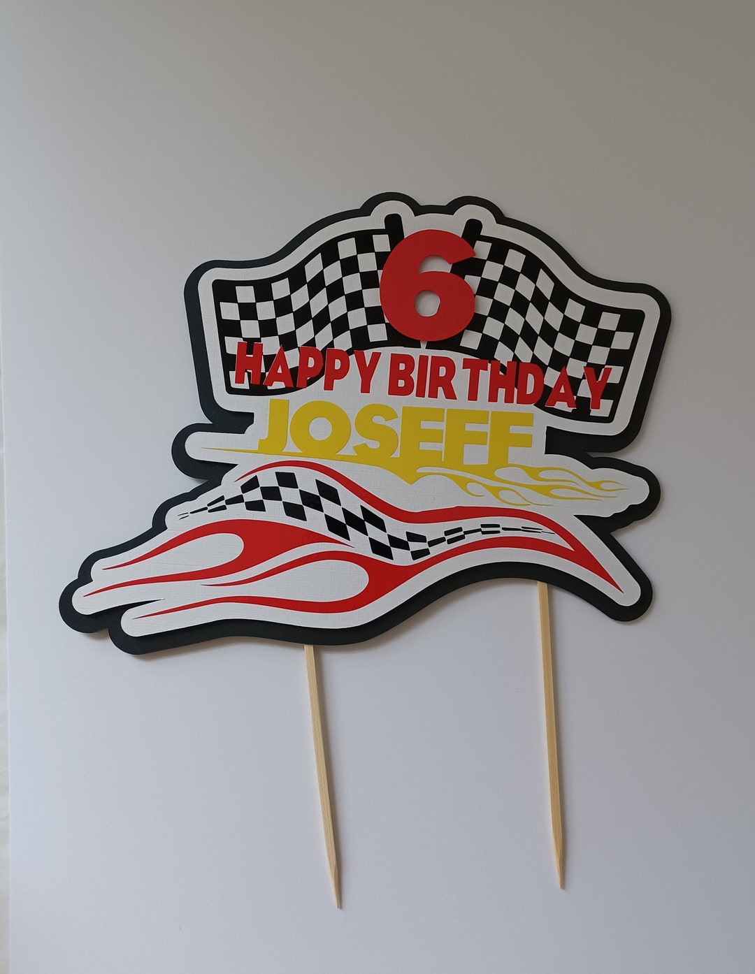 Race Themed Personalised Cake Topper, Racing, Racing Cars, Racing ...
