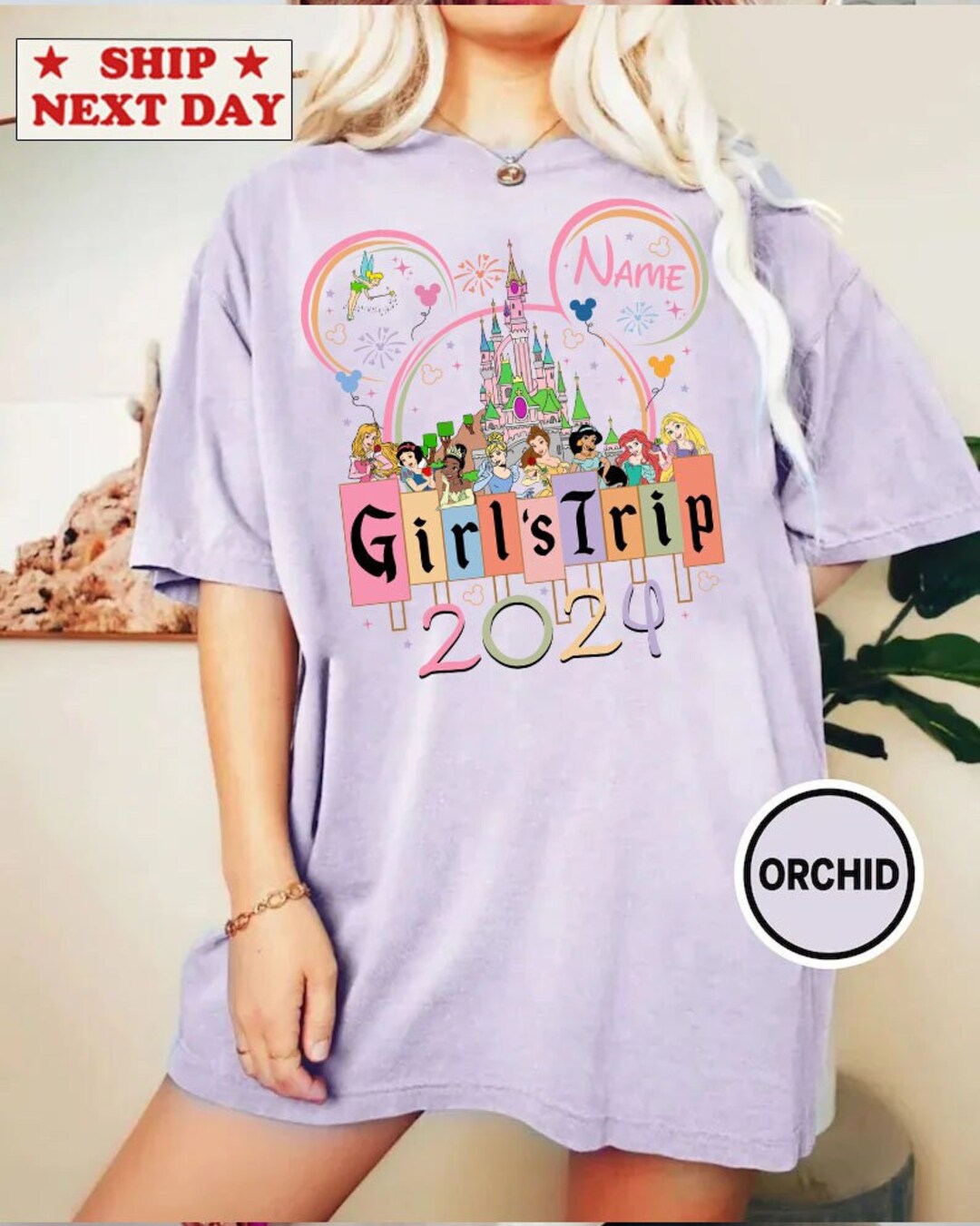 Personalized Disney Girls Trip 2024 Shirt, Custom Name Mickey & Friends Shirt, Disney Besties ...
