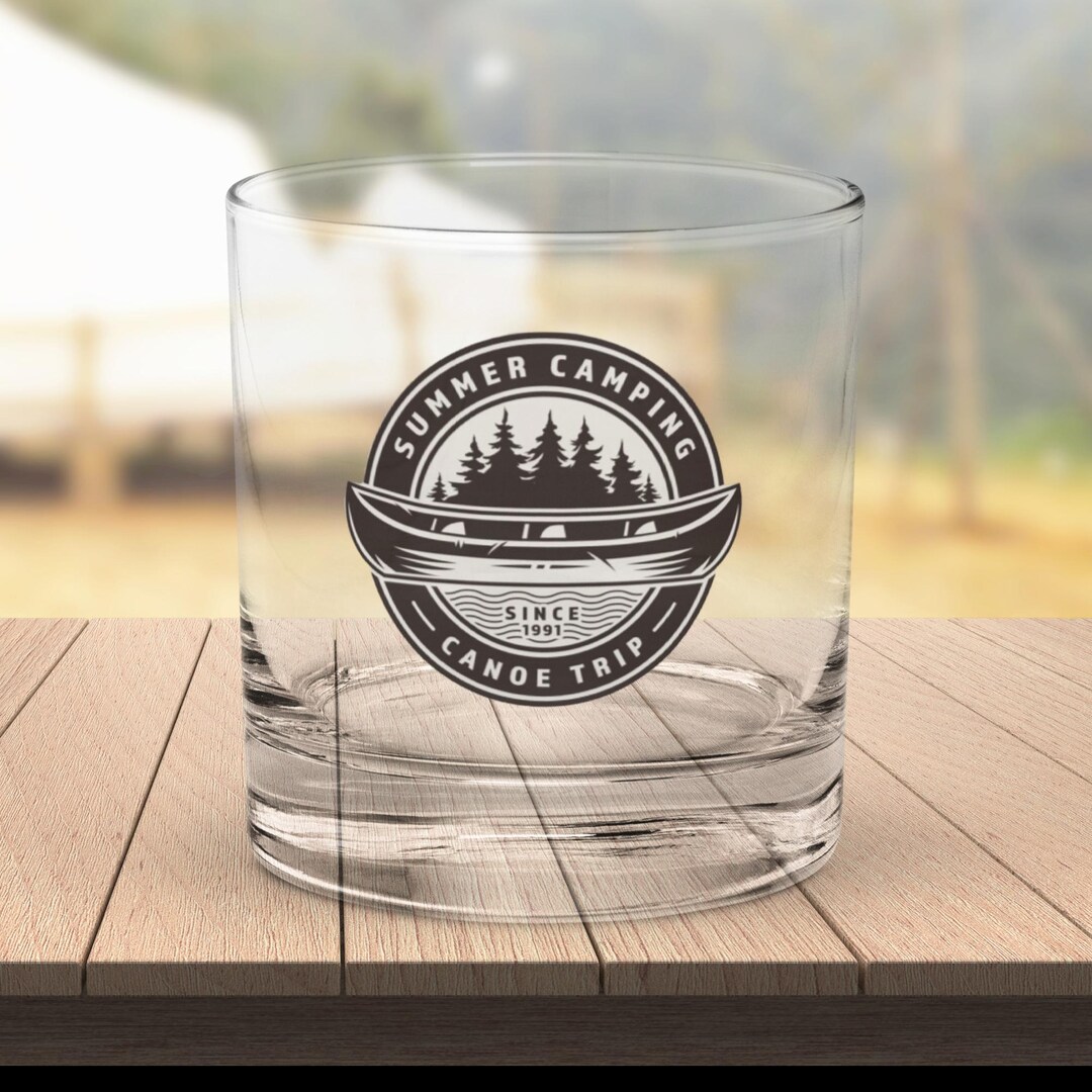 Summer Camping Canoe Whiskey Glass, Camping, Outdoors, Outdoorsmen ...
