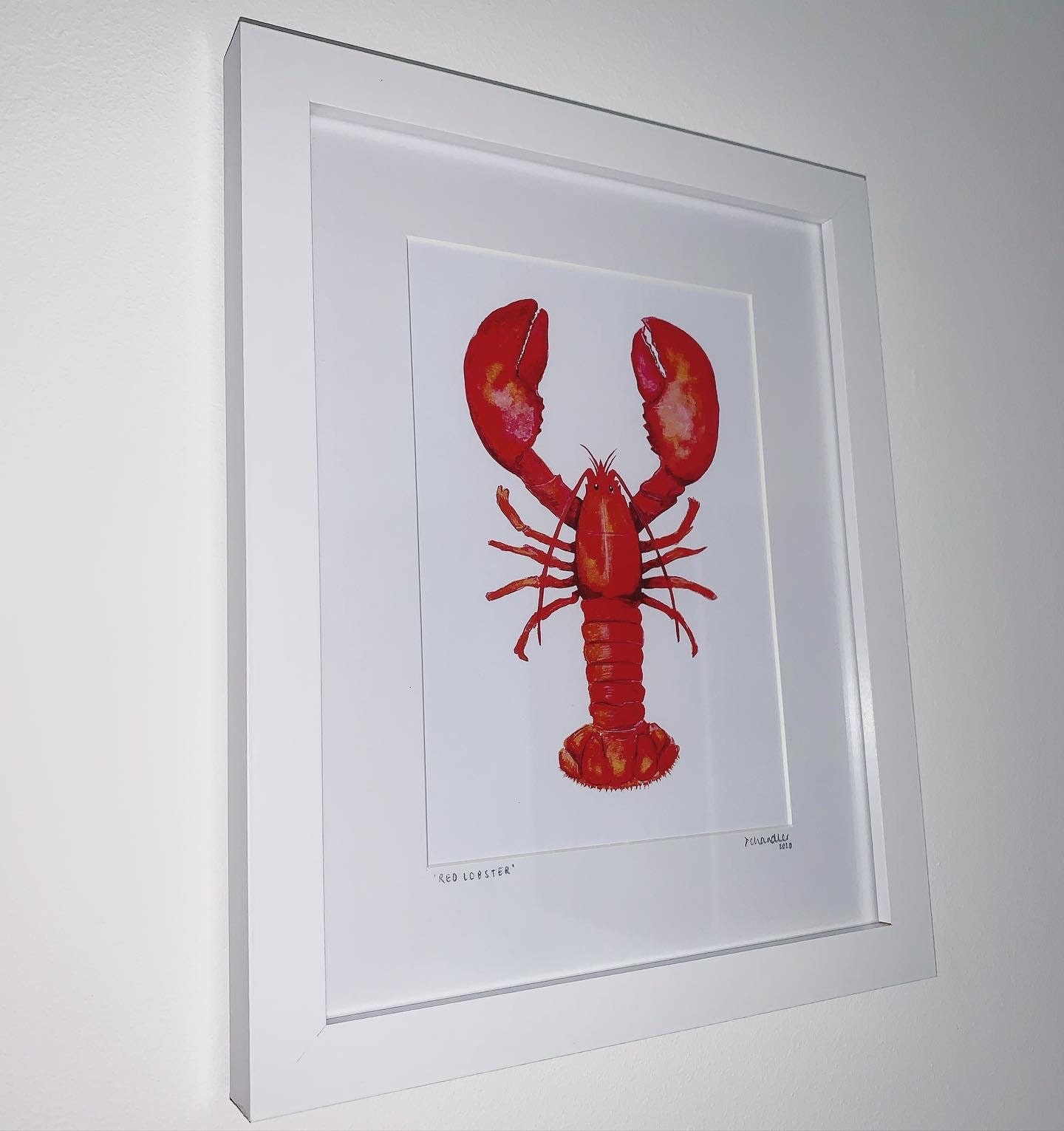 Lobster Print 18x13cm in White or Black 21x27cm Frame, Watercolour ...