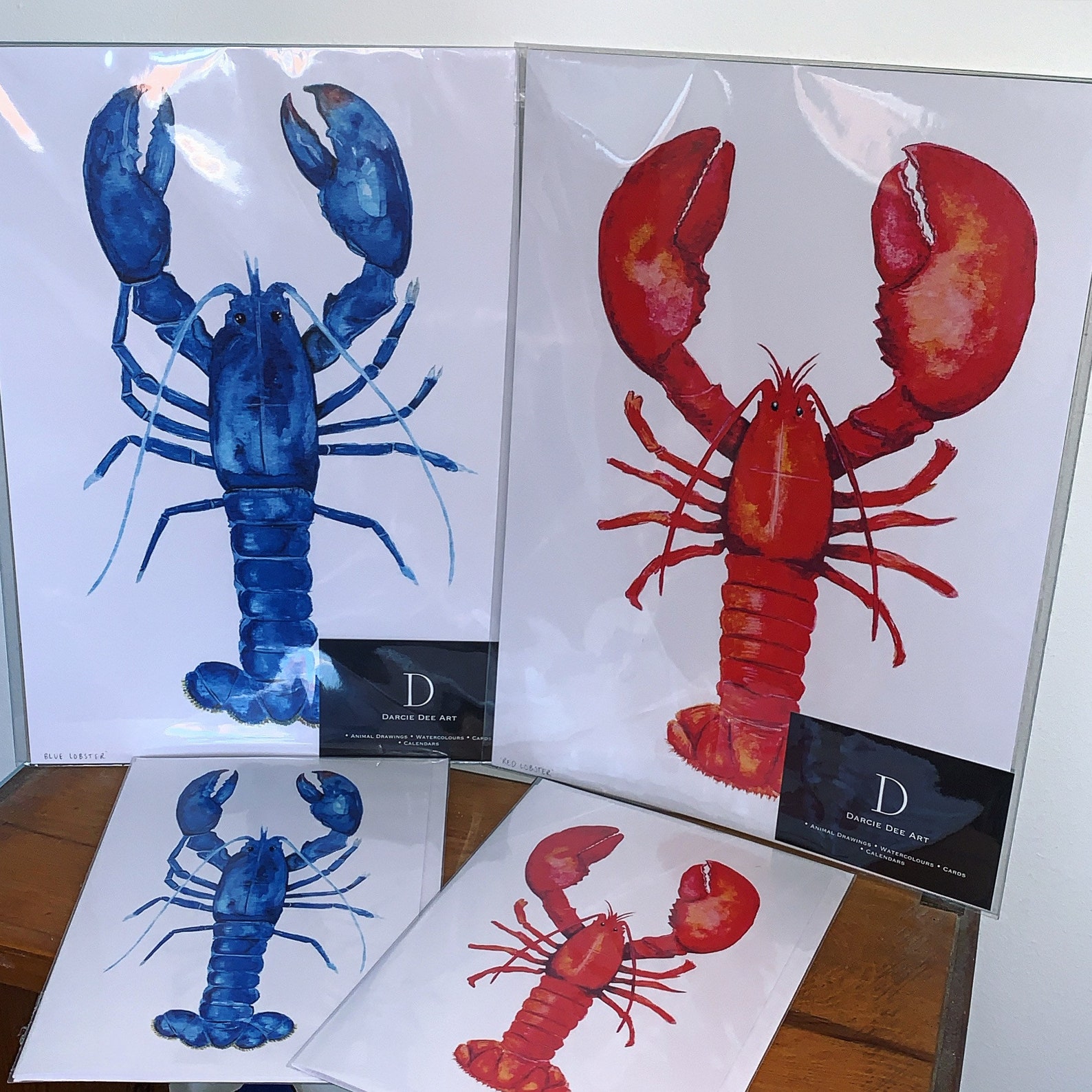 Lobster Print 18x13cm in White or Black 21x27cm Frame, Watercolour ...