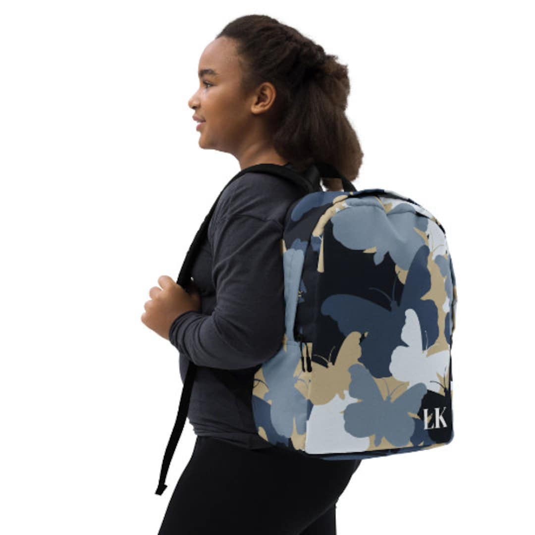Butterfly Backpack Girls Shoulder Bag for School Blue Rucksack Satchel ...