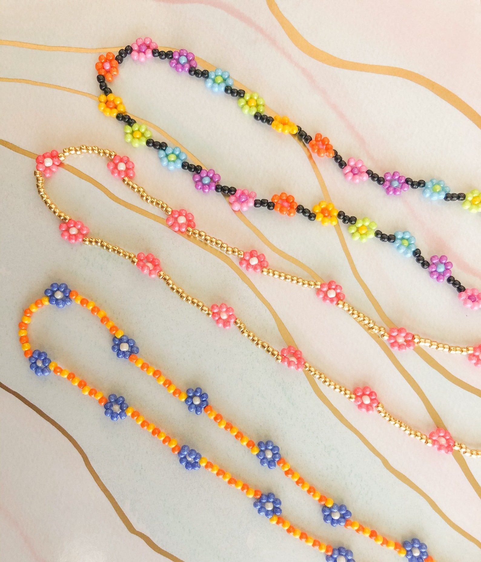 MAOVA Flower Bead Colored Chokers Daisy Chain Choker - Etsy