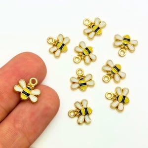 Bee Charms – 10pcs Golden Enamel Bee Charms 10x10.5mm Yellow & Black ...
