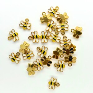 Bee Charms – 10pcs Golden Enamel Bee Charms 10x10.5mm Yellow & Black ...