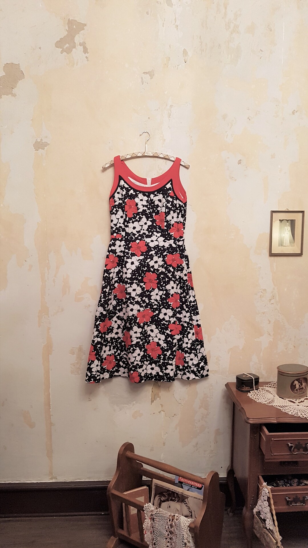 Vintage Dress Floral Dress A-line Cotton Dress Midi Dress Fink Model ...