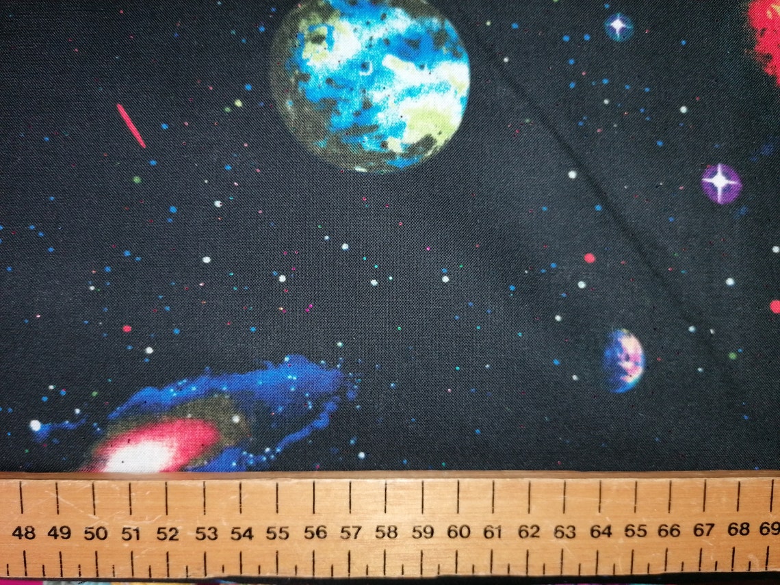 Solar System Planets Glittered Space Fabric 100% Cotton by - Etsy UK