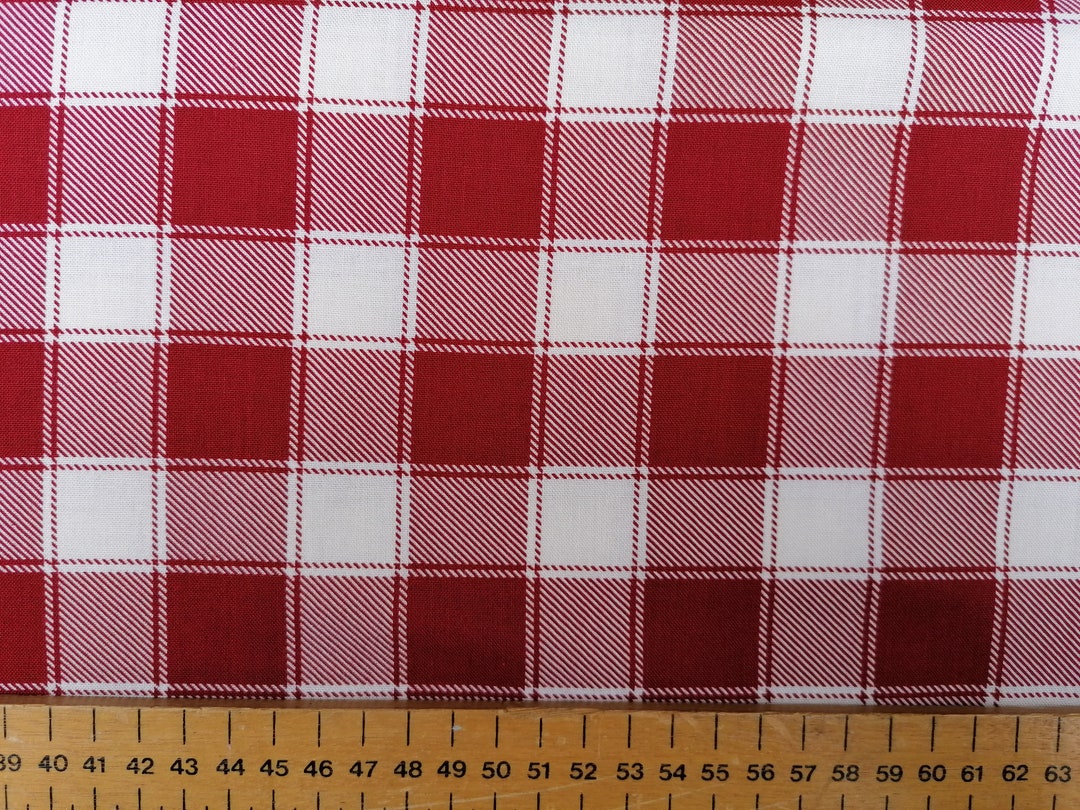 Deep Red & Cream Check by Timeless Treasures, 100% Cotton, Quilting ...