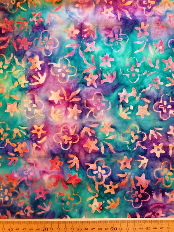Turquoise to Purple With Pink to Yellow Bali Batik 100% - Etsy UK