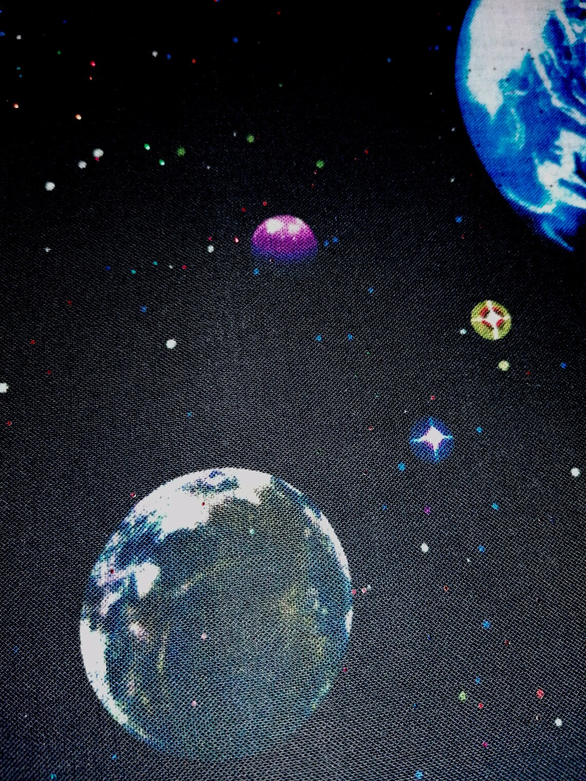 Solar System Planets Glittered Space Fabric 100% Cotton by - Etsy UK