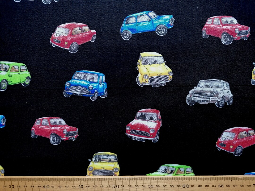 Classic Mini Car Cotton Fabric: Quilting, Dressmaking, Crafts, by Nutex ...