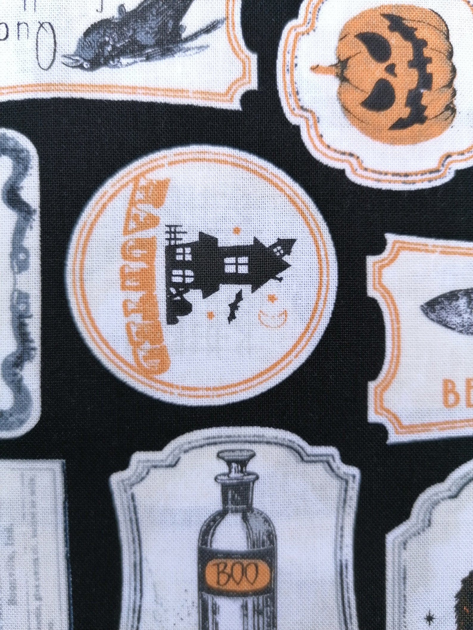 Gothic Labels on Black Fabric Fun Range by Timeless Treasures - Etsy UK