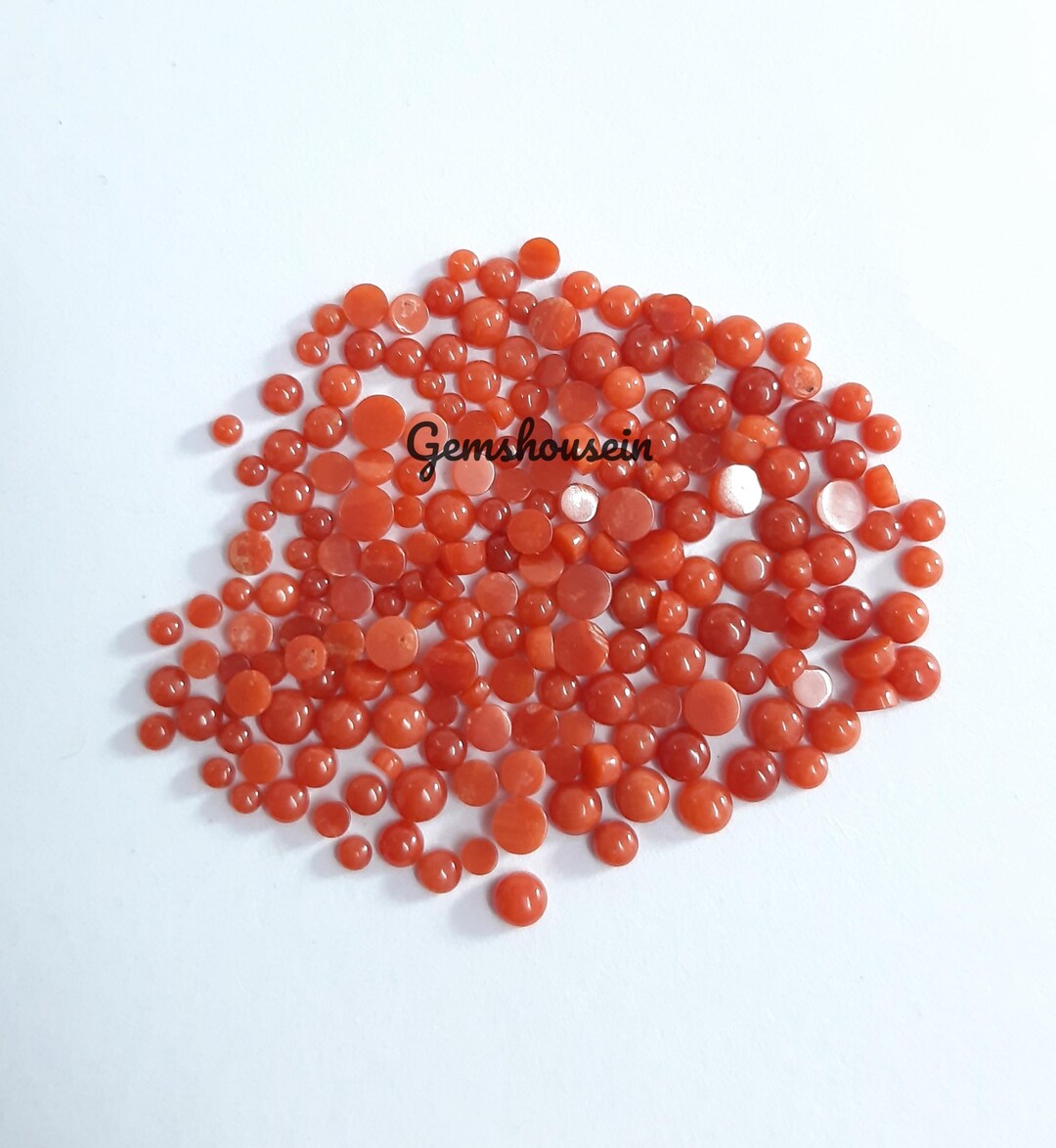 1.50MM, 2MM, 2.50MM Natural Coral Round Cabochon Gemstone, AAA Italian ...