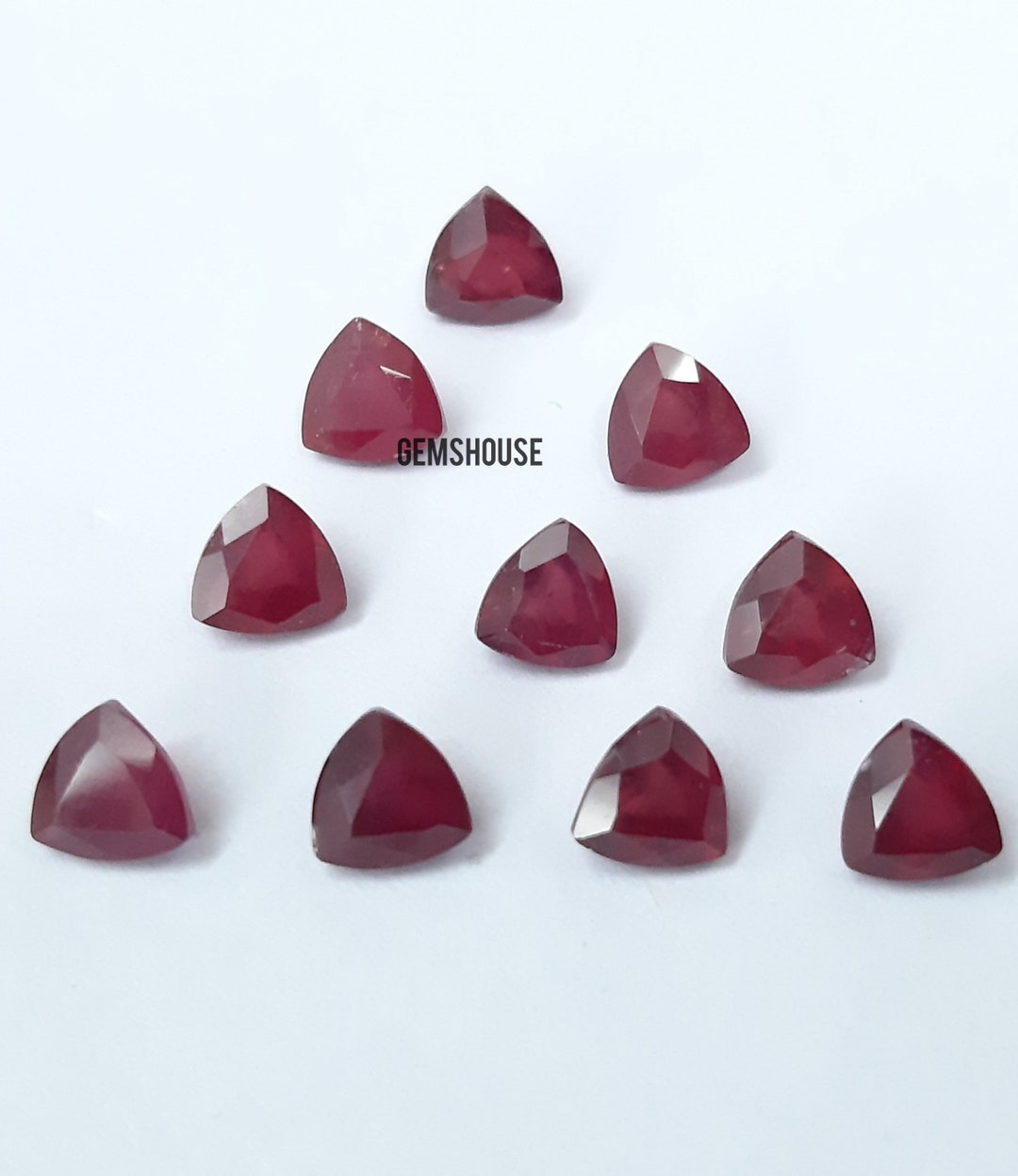 4MM, 5MM, 6MM Ruby Faceted Trillion Cut Loose Gemstone, AAA GF Ruby ...