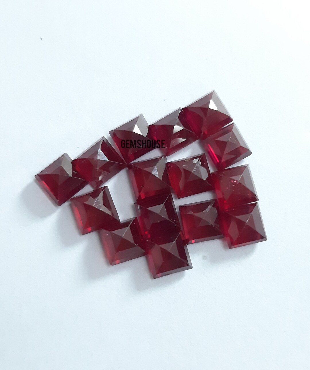 7MM, 8MM, 9MM, 10MM Ruby Faceted Square Cut Loose Gemstone, AAA GF Ruby ...